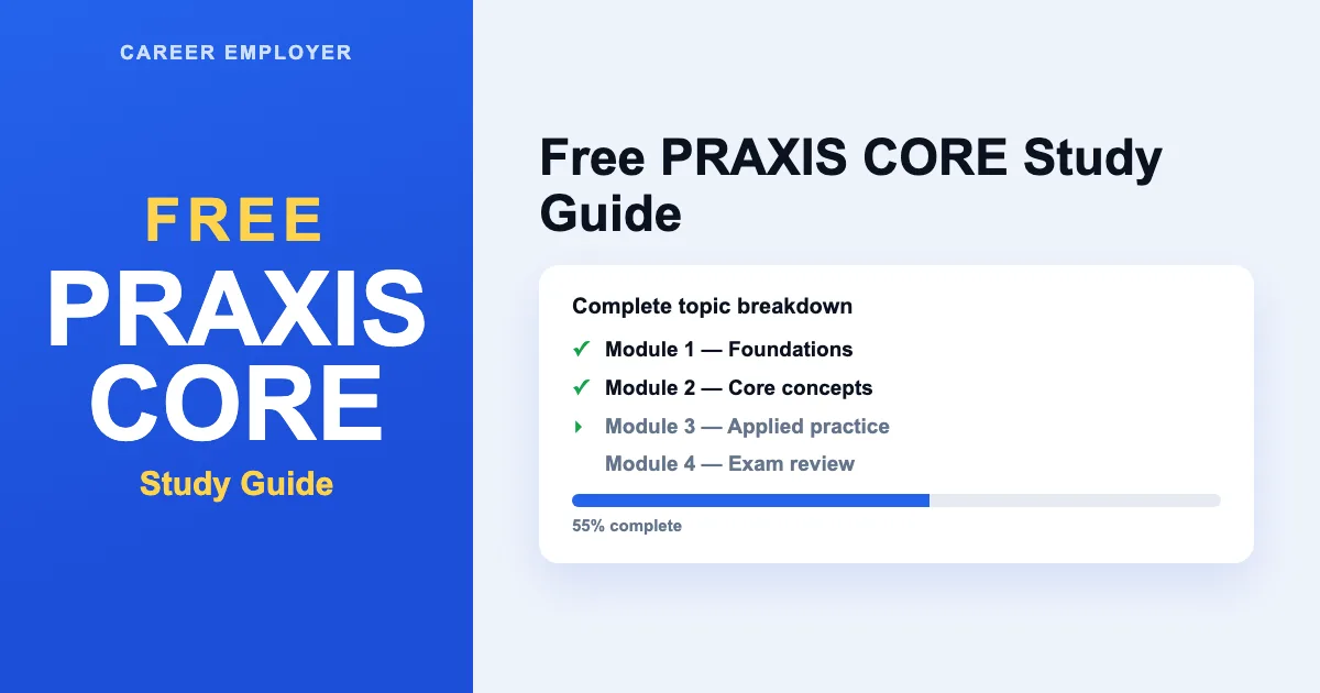 FREE Praxis Core Study Guide 2026 + Readiness Score
